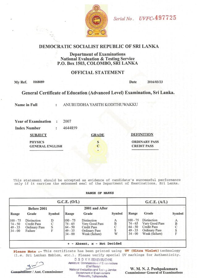 AL and OL Certificates | PDF