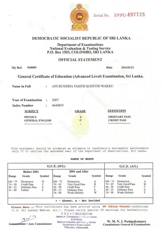 AL and OL Certificates | PDF