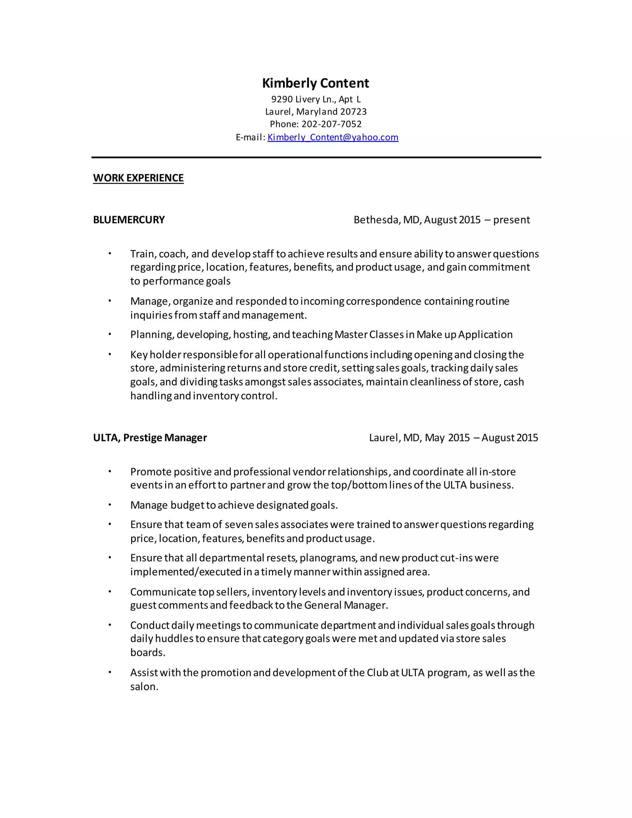 Kimberly Content_Resume | PDF