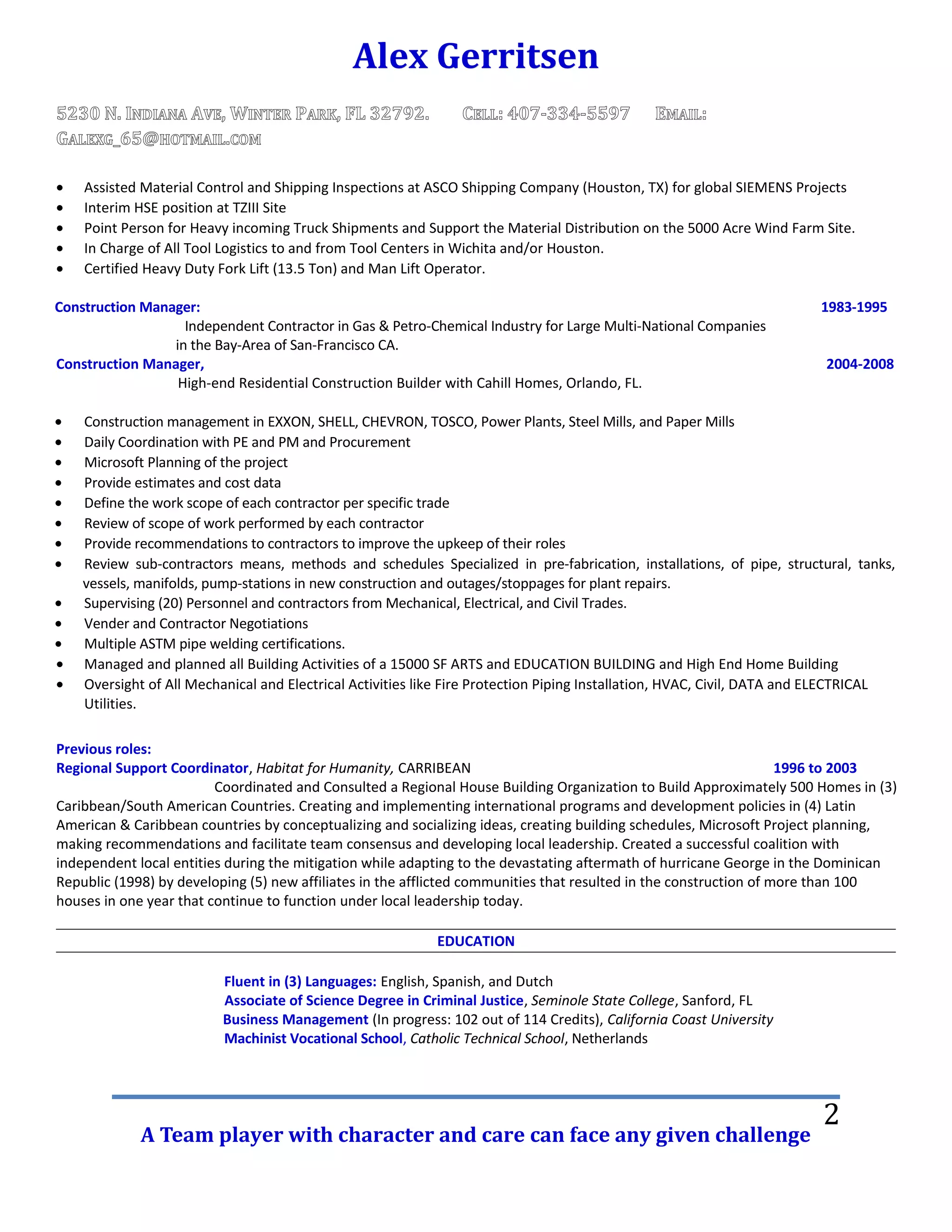 G Alex Gerritsen Resume 02152016 | PDF