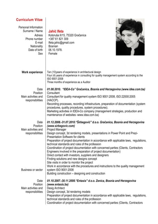 CV Ifeta Jahic | PDF