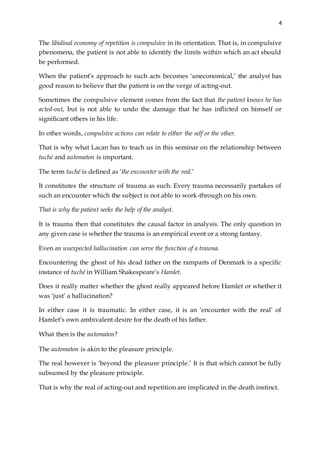 Jacques Lacan on 'Tuche and Automaton' | DOCX