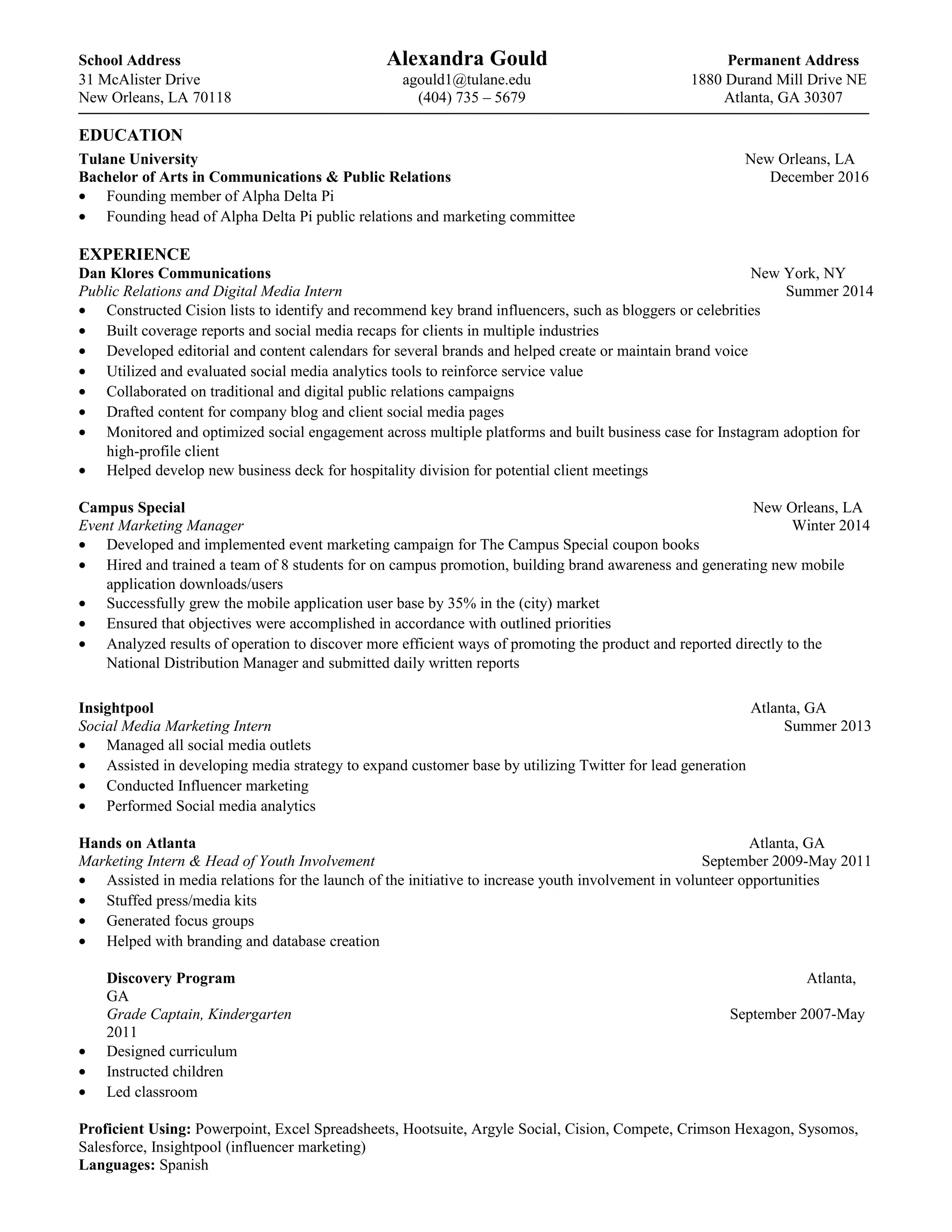 Alexandra Gould Resume | DOC