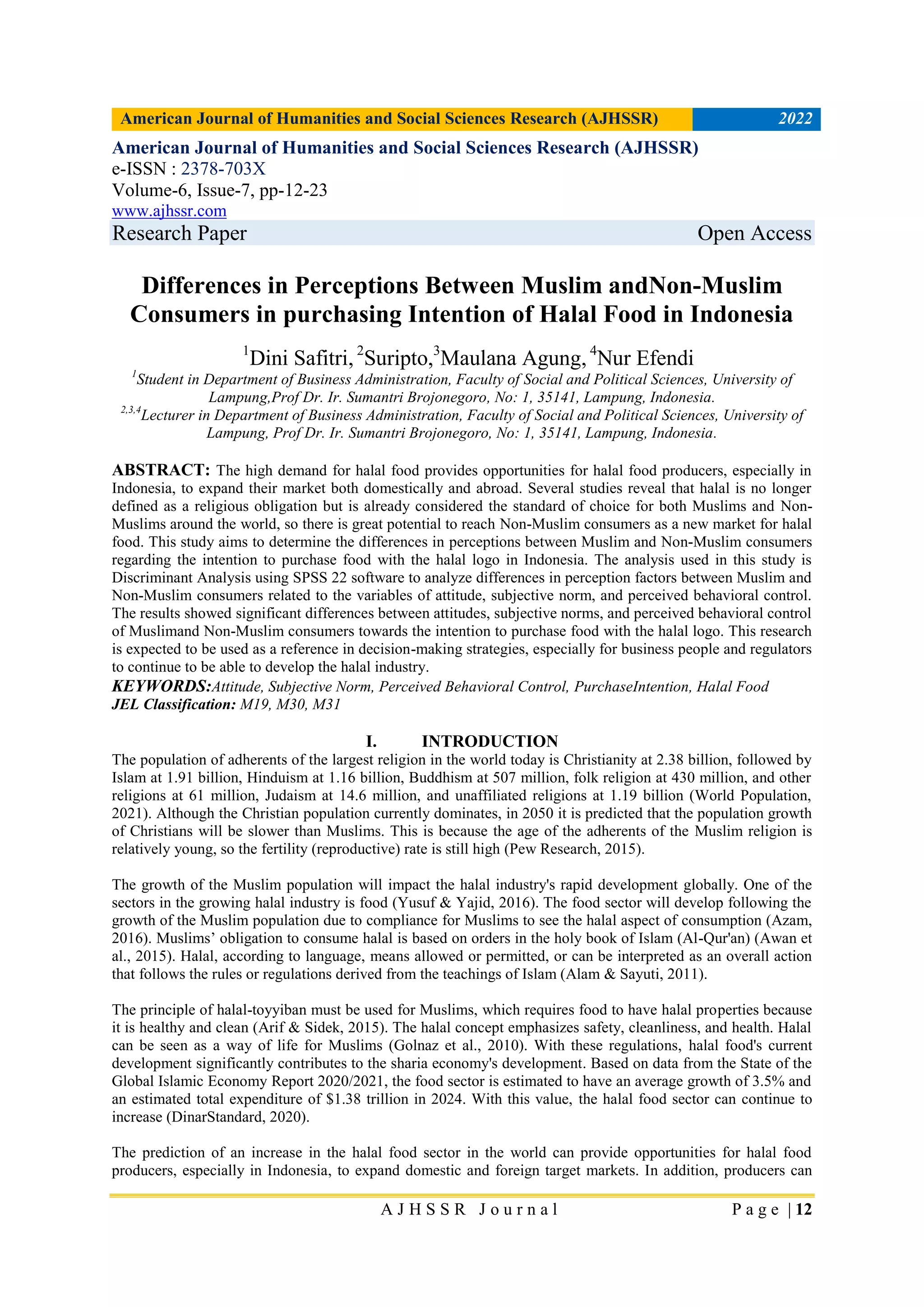 Differences in Perceptions Between Muslim andNon-Muslim Consumers in ...