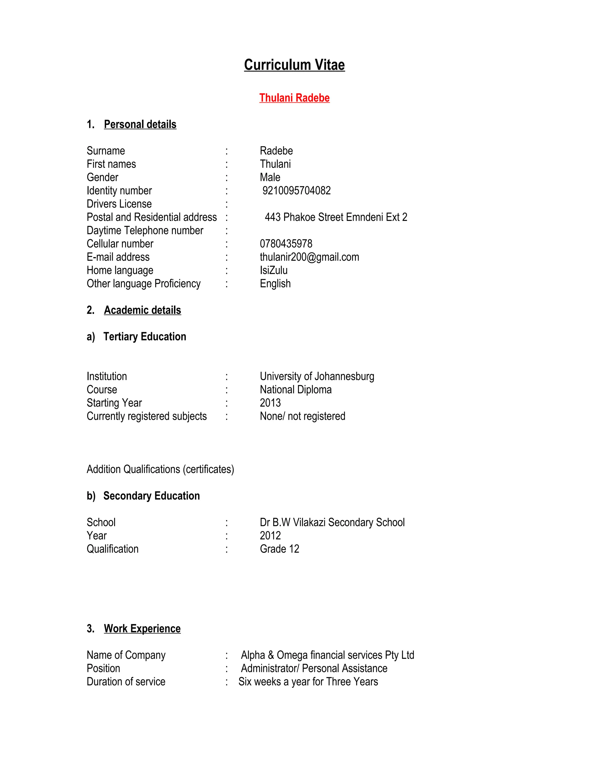 CV Template | DOC