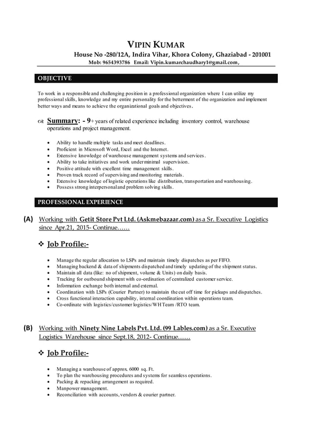 Vipin ( CV ) | PDF