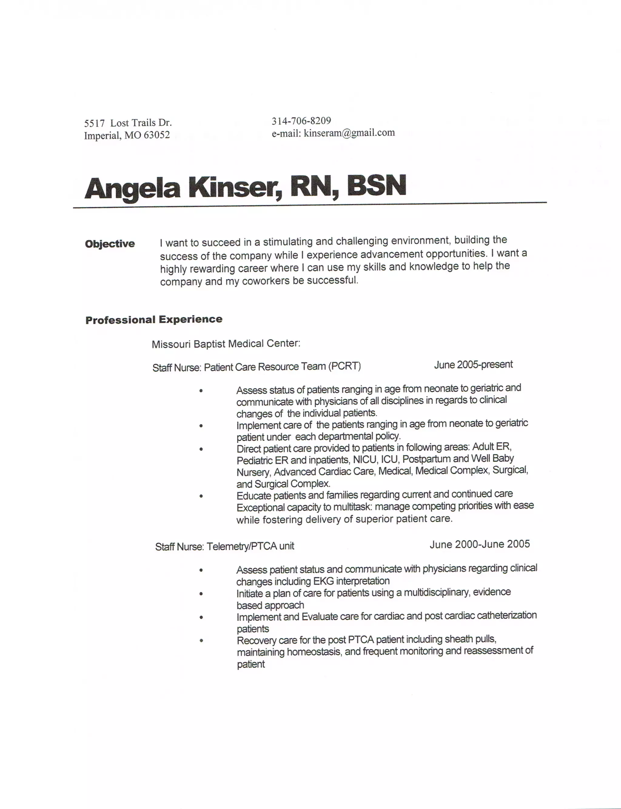 Angela Kinser Resume | PDF