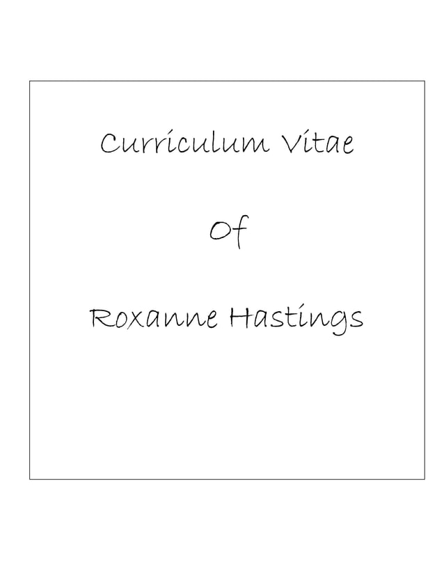 CV - Roxanne JAN2013 | PDF