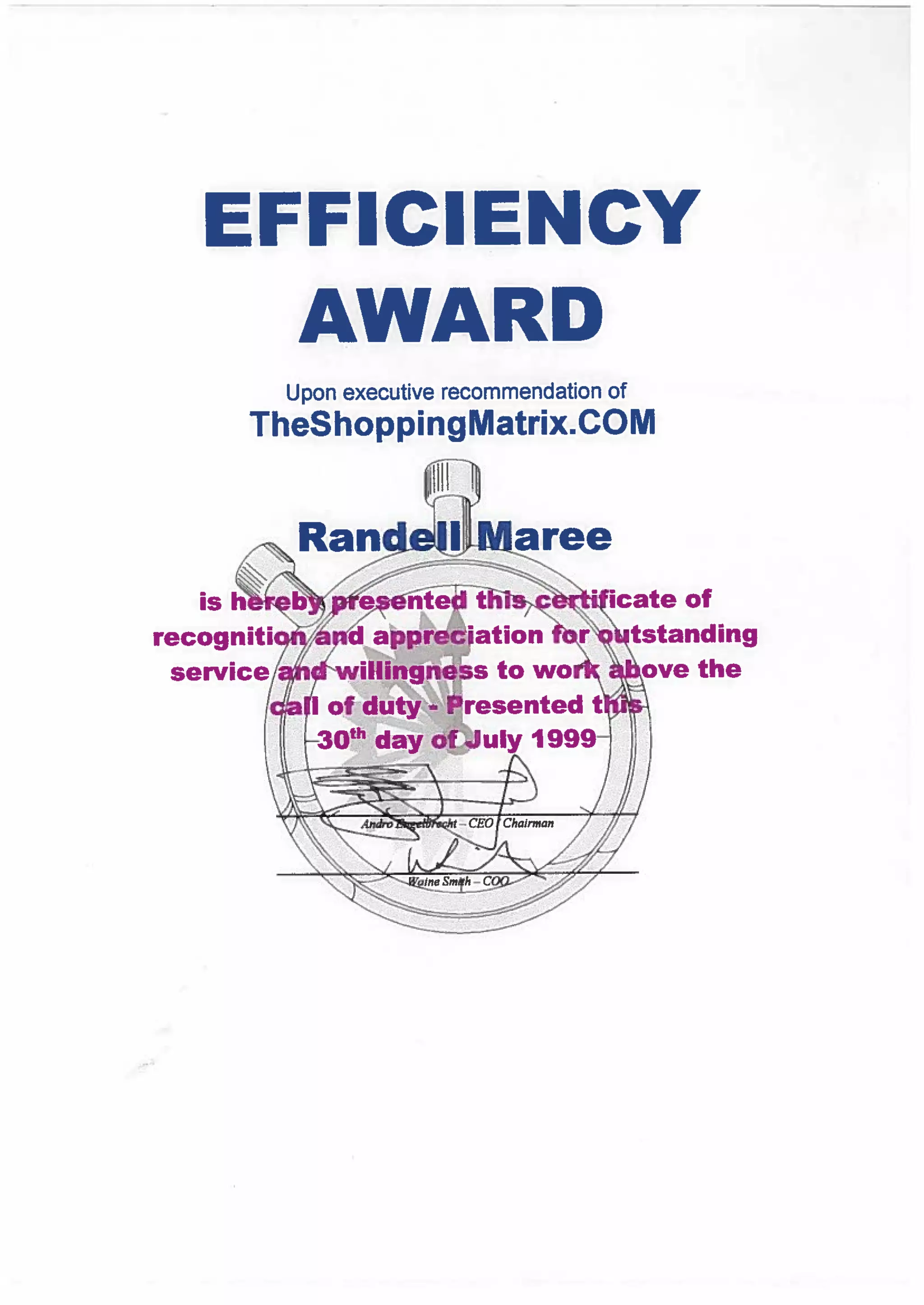 RM Efficiency Award - TMS 1999 | PDF