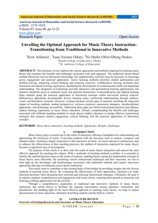 Unveiling the Optimal Approach for Music Theory Instruction ...