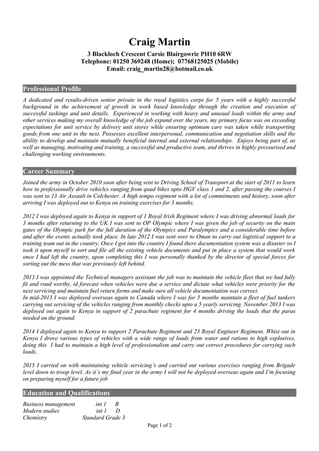 CV- Craig Martin 2015 | DOC | Automotive