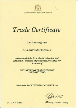 Trade Certificate | PDF