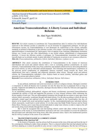 American Transcendentalism: A Liberty Lesson and Individual Reforms ...