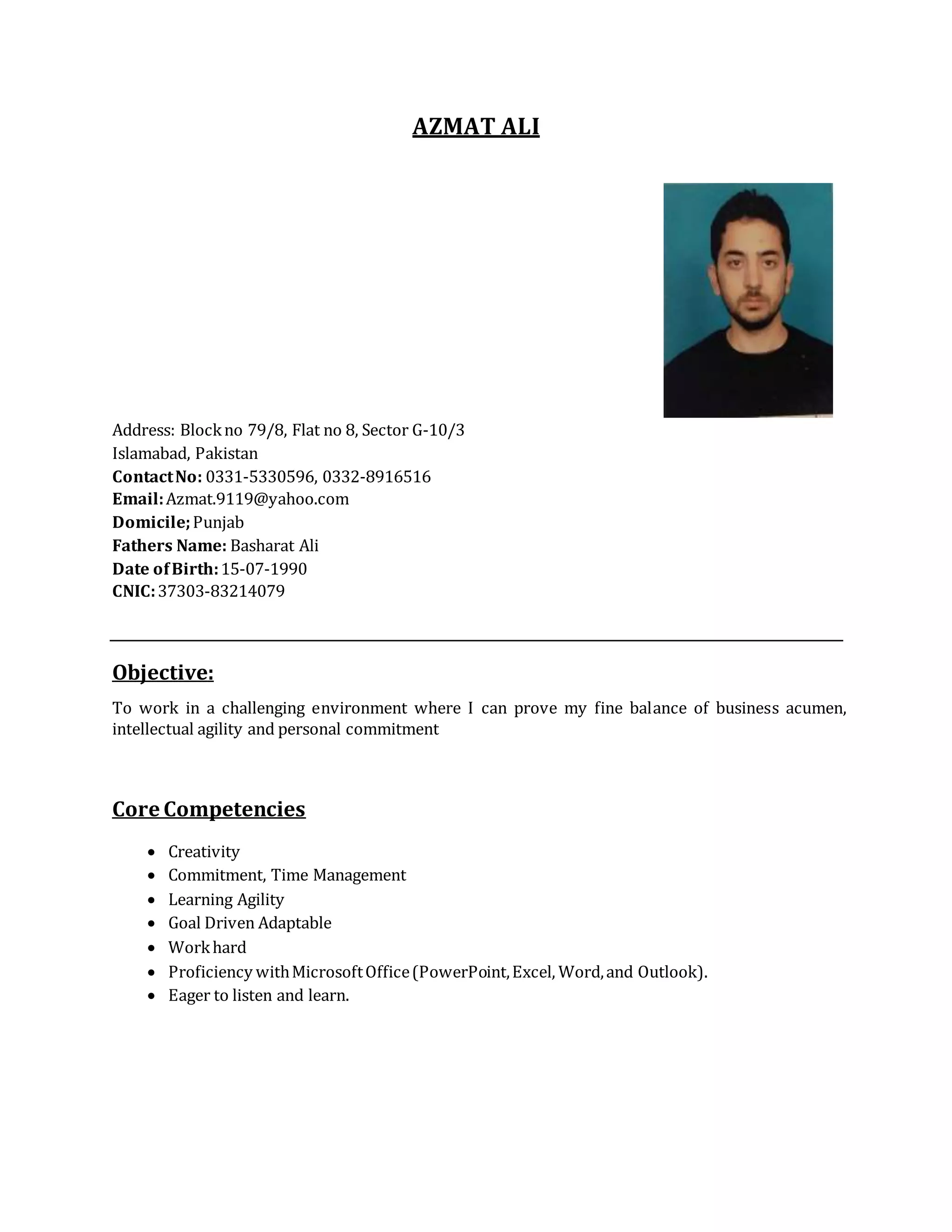 azmat Cv001 | DOCX | Resume Writing and Advice | Job Search