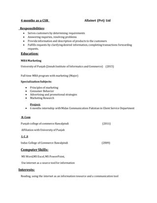 azmat Cv001 | DOCX | Resume Writing and Advice | Job Search