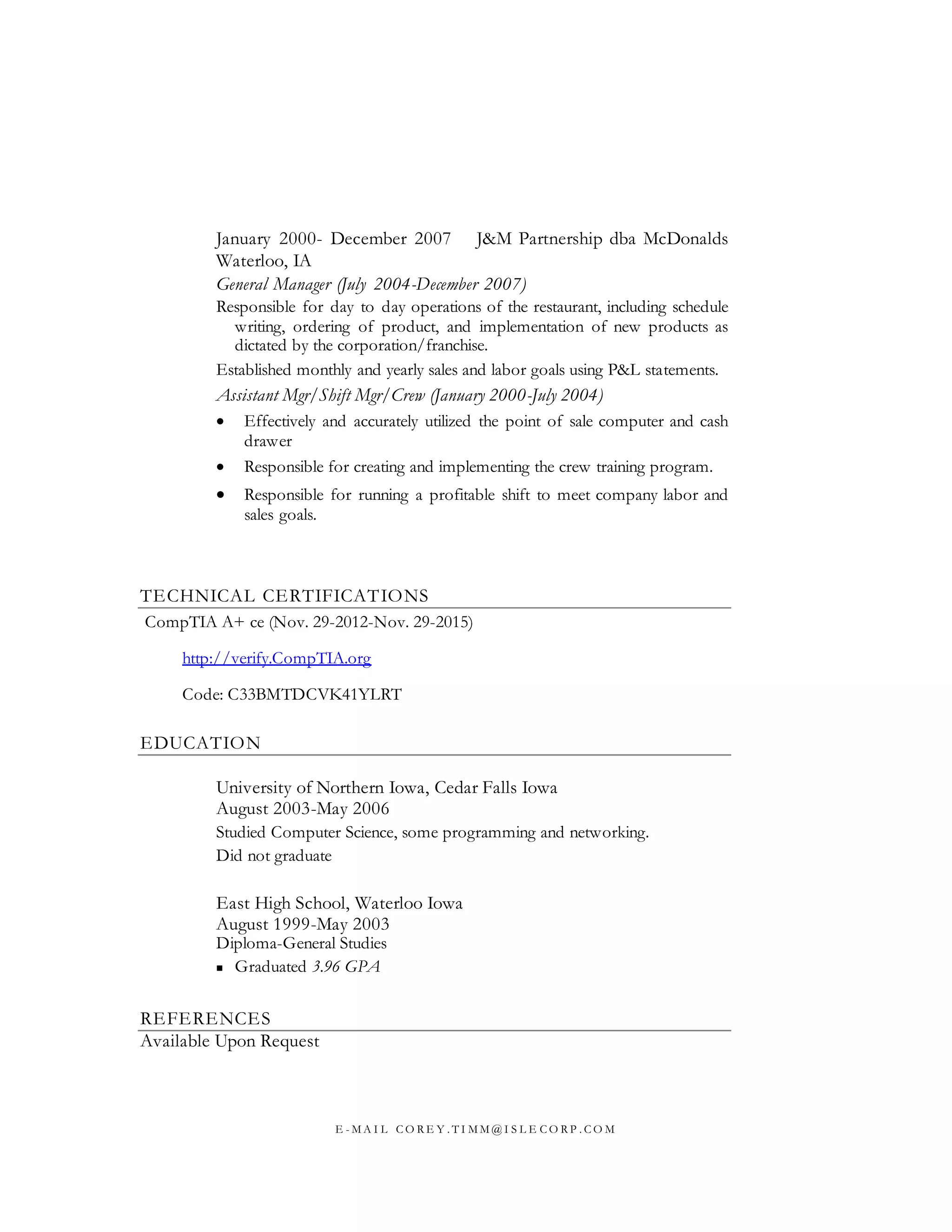 Corey resume | DOCX