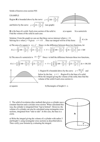 Solids of known cross section WS | PDF