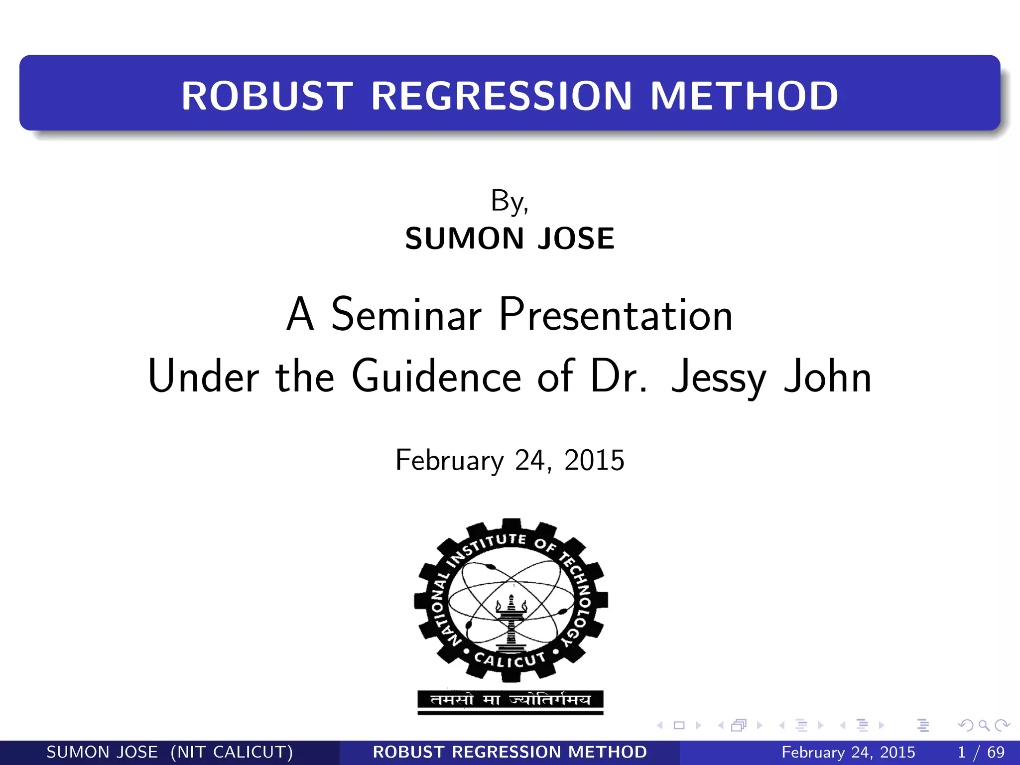 Seminar on Robust Regression Methods | PDF