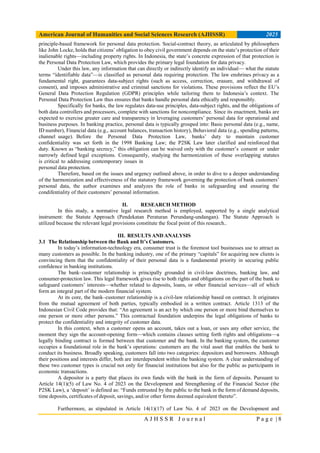 BANK’S ROLE IN SAFEGUARDING THE CONFIDENTIALITY OF THEIR CUSTOMERS ...