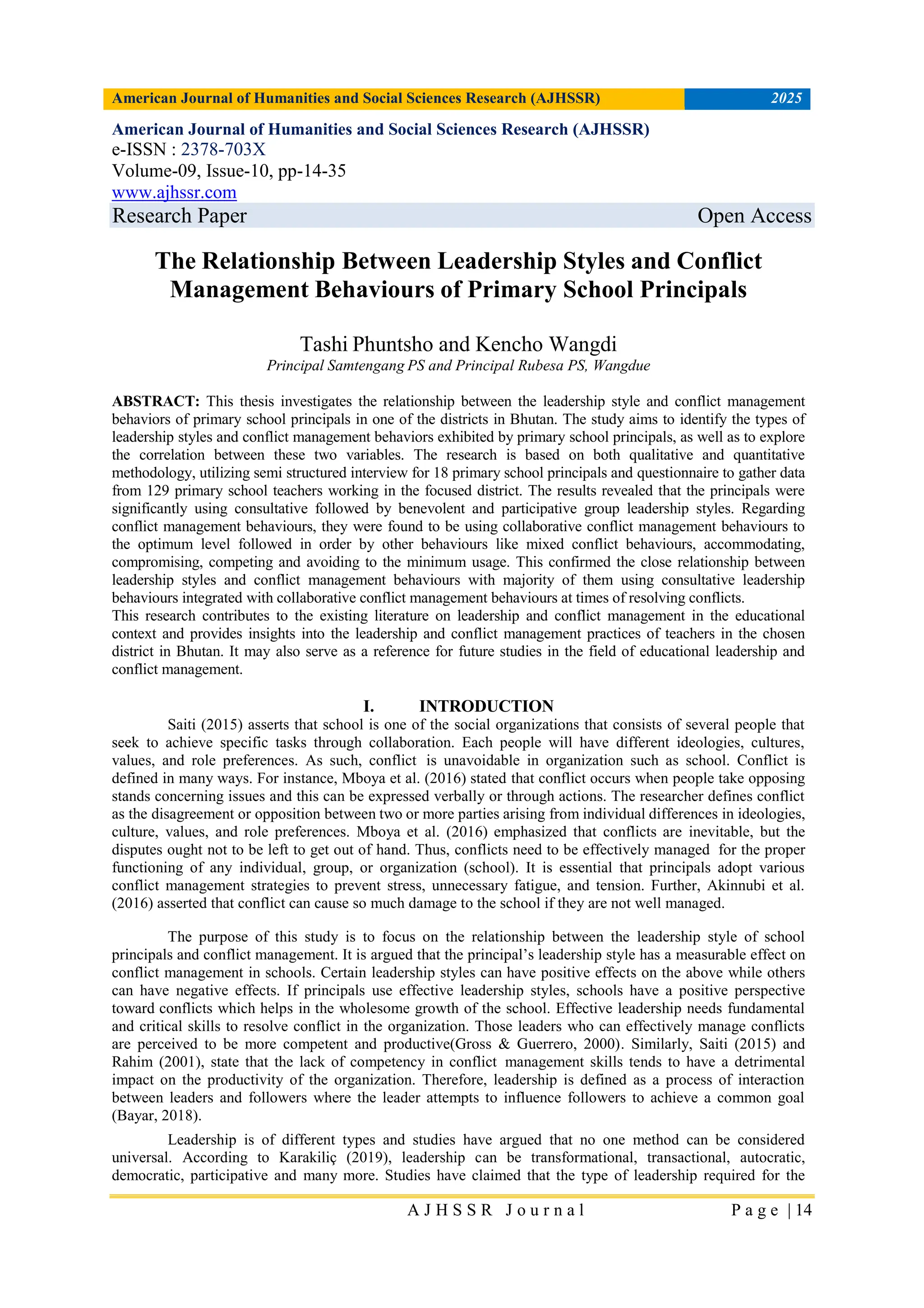 The Relationship Between Leadership Styles and Conflict Management ...