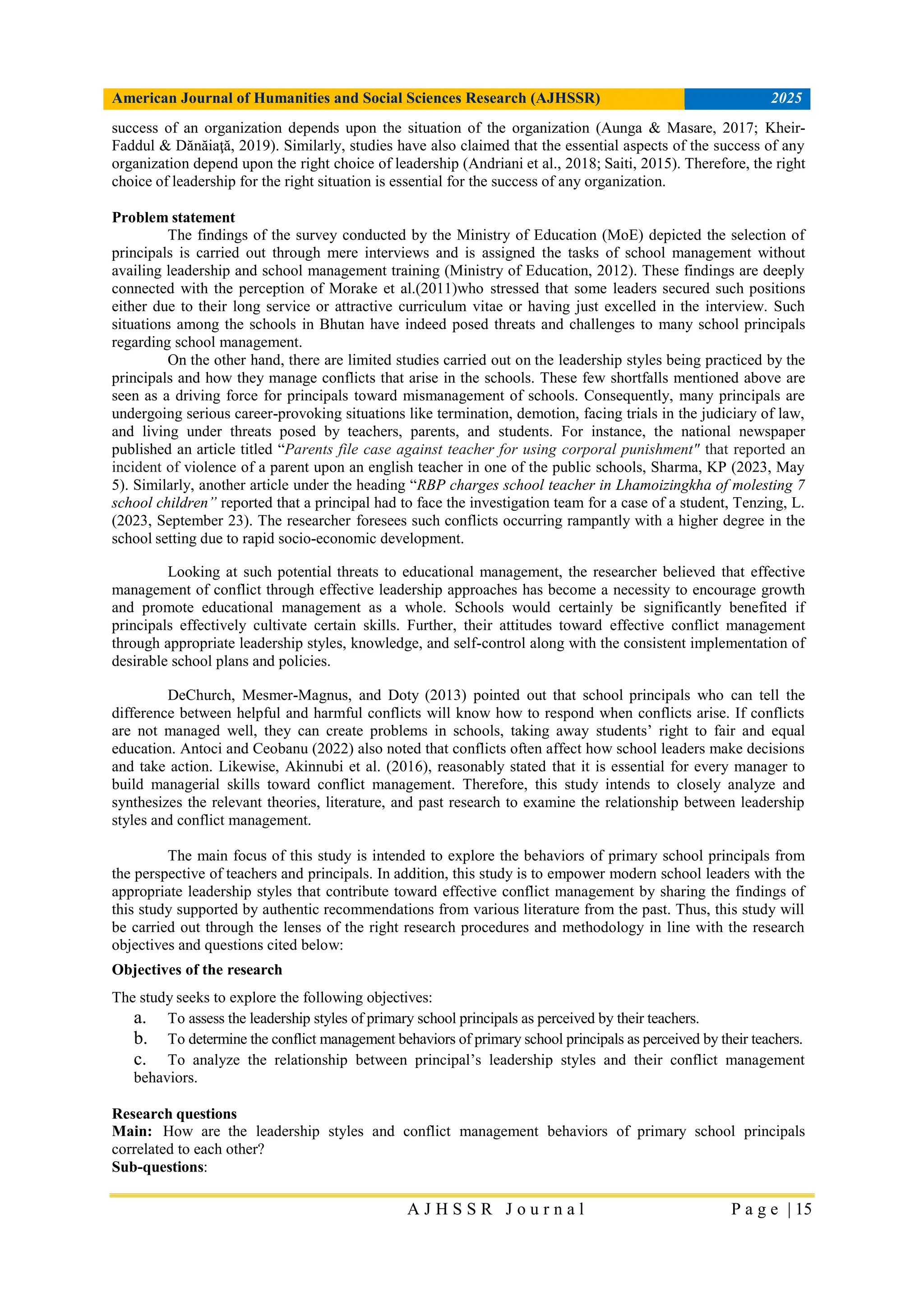 The Relationship Between Leadership Styles and Conflict Management Behaviours of Primary School ...
