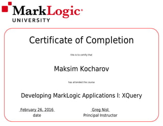 MarkLogic-XQuery p.I-certificate | PDF