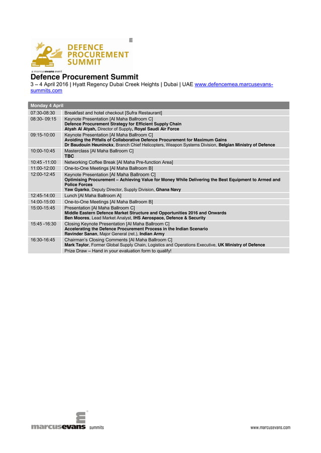 Defence Procurement 2016 Agenda | PDF | Business Expos & Conferences ...