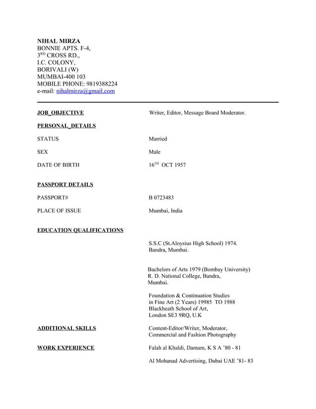 NIHAL RESUME 1 | DOC