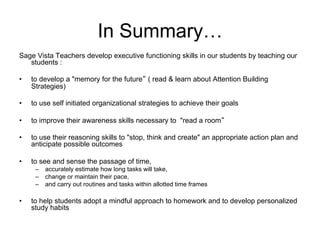 Developing Executive Functioning in the Classroom and Home | PDF