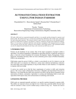 AUTOMATED CHILLI SEED EXTRACTOR USEFUL FOR INDIAN FARMERS | PDF