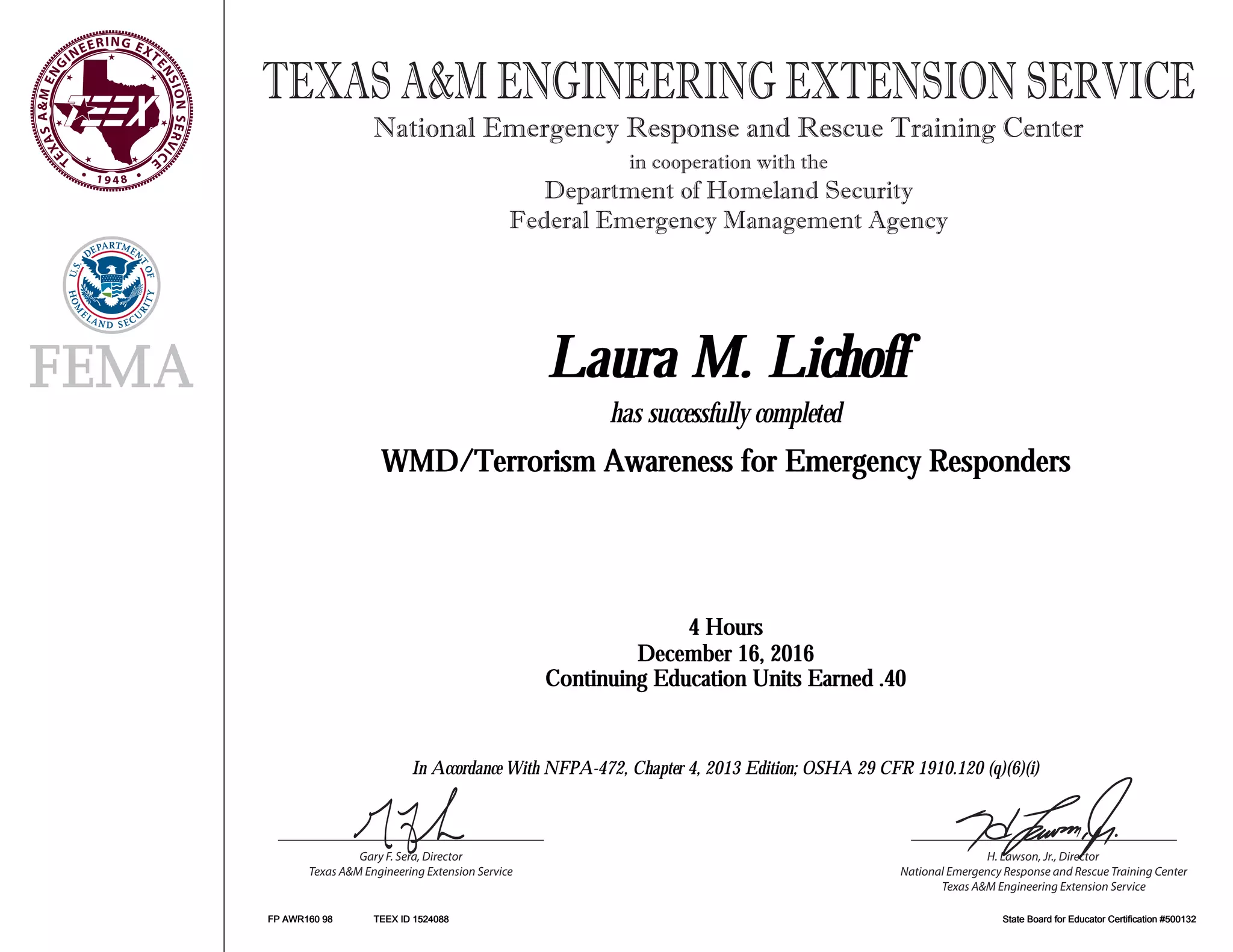 OnlinePrintCertificate DHS Texas A&M | PDF