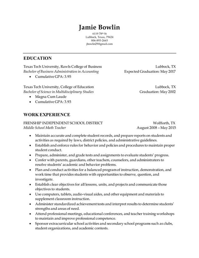Jamie Bowlin resume | PDF