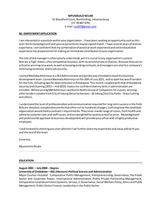 Mpumelelo Ncube CV | PDF