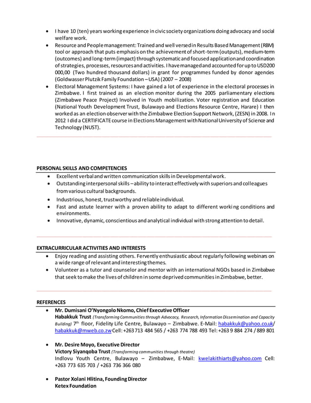 Mpumelelo Ncube CV | PDF