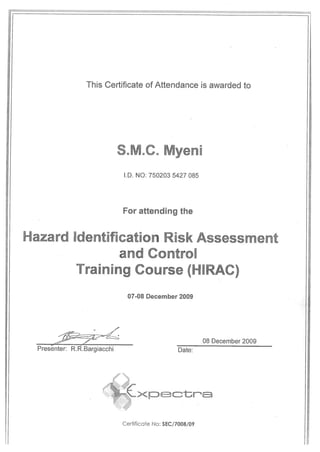 Similo Myeni Qualifications | PDF