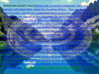 Famous Companies and their Founders | PPTX