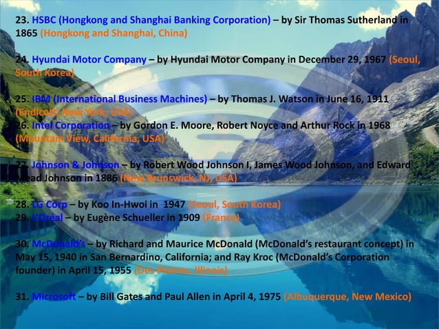 Famous Companies and their Founders | PPTX | Large Business | Business