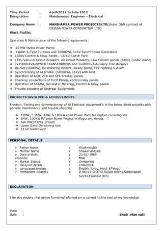 SHAIK IRFAN VALI resume (solar) | DOCX