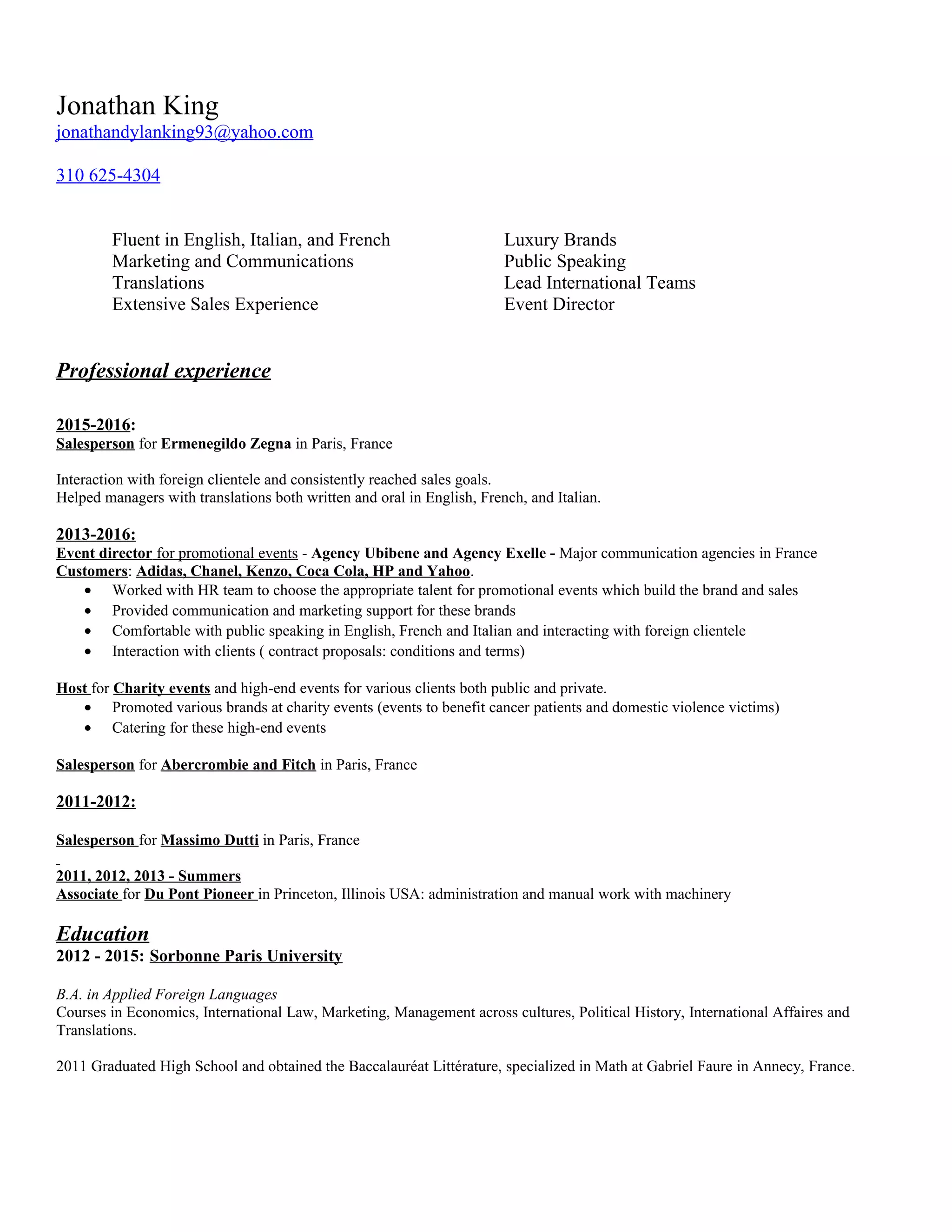 Jonathan King CV (2) | PDF