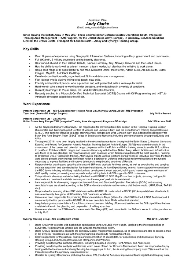 Andy Clarke CV | DOC | Defense Industry | Industries