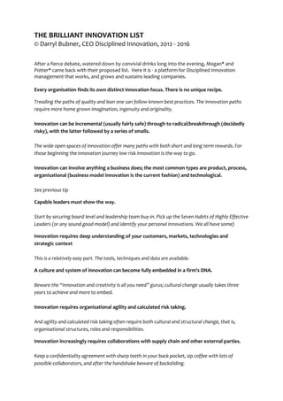 THE BRILLIANT INNOVATION LIST | PDF