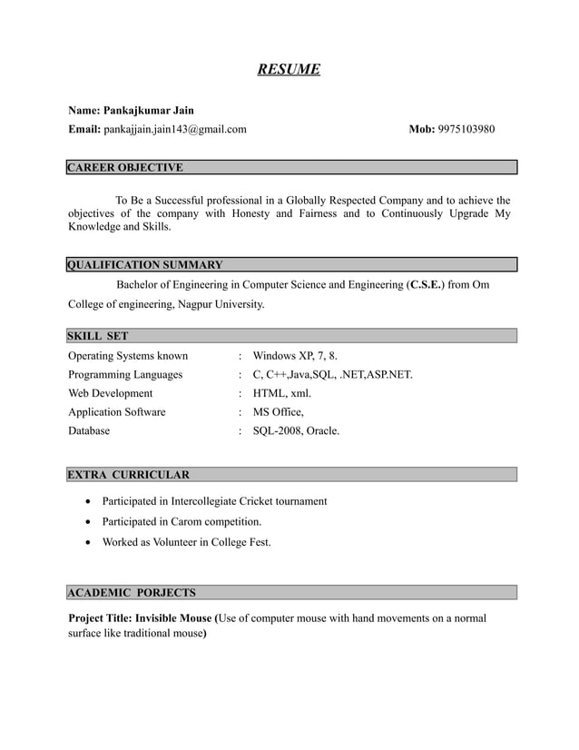 PANKAJ_(RESUME) | PDF