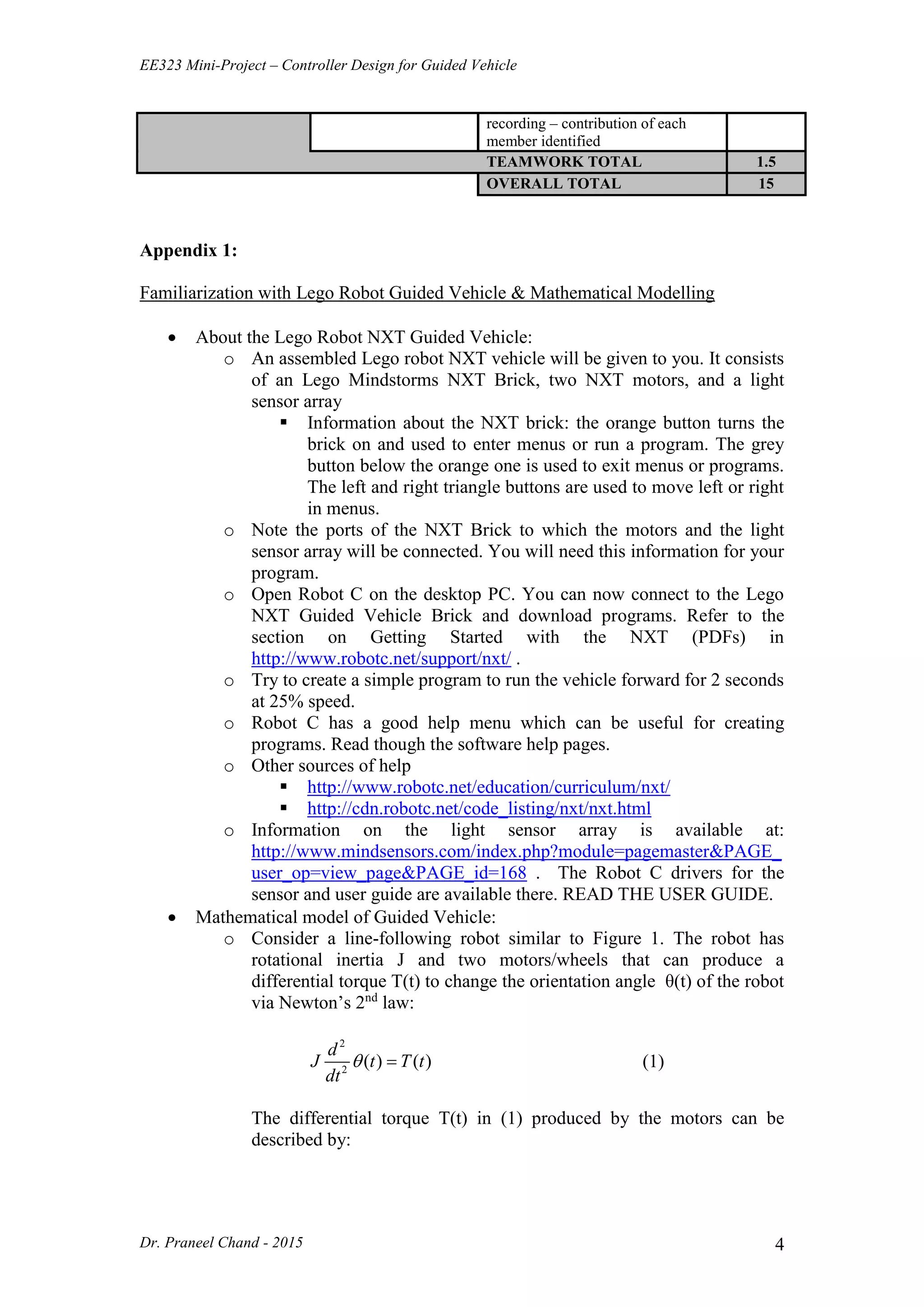 EE323 Mini-Project - Line tracing robot | PDF
