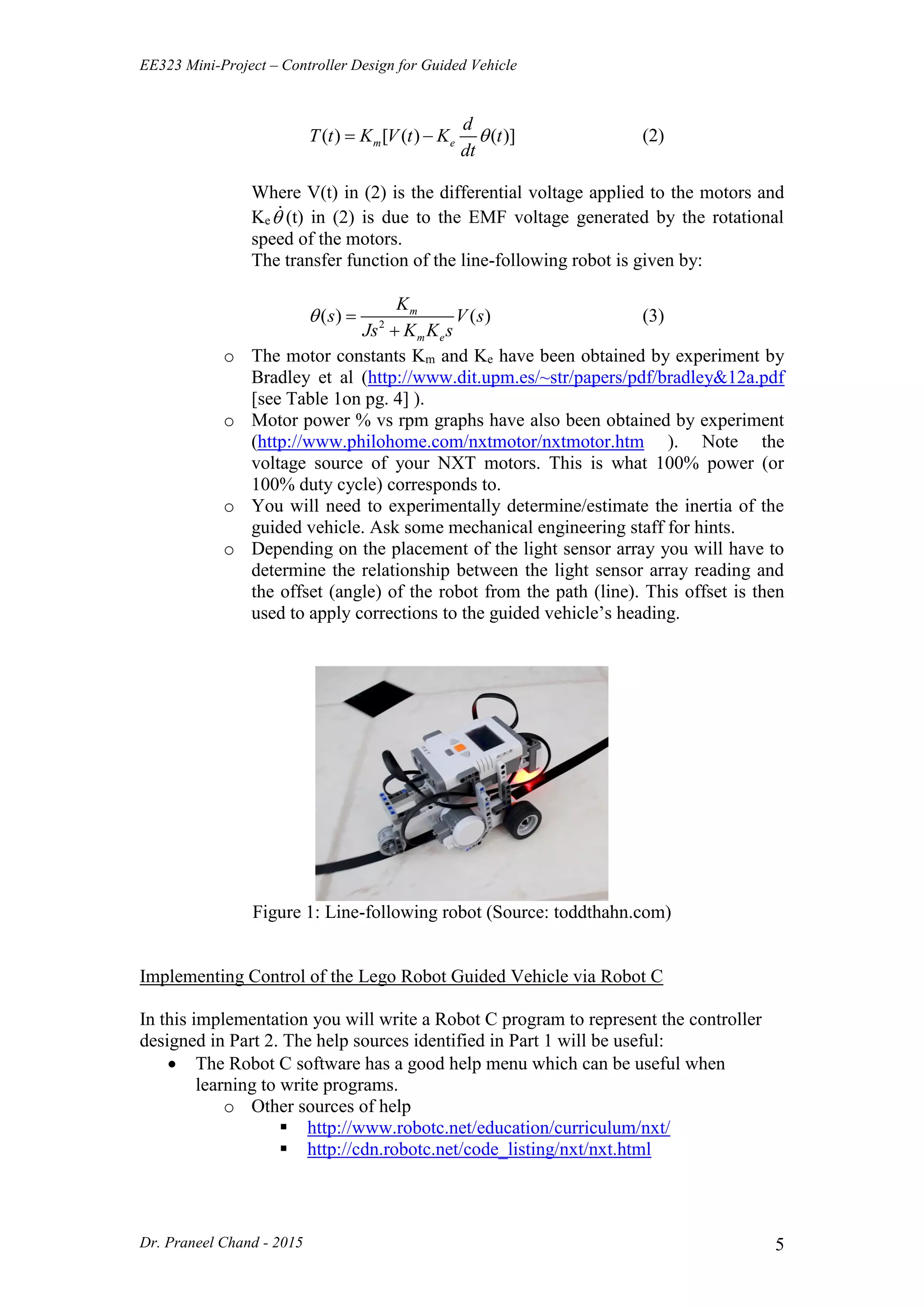 EE323 Mini-Project - Line tracing robot | PDF