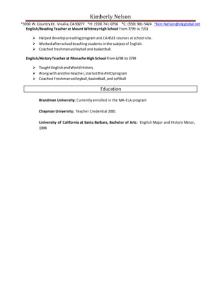 Kimberly Nelson Resume (1) | DOCX