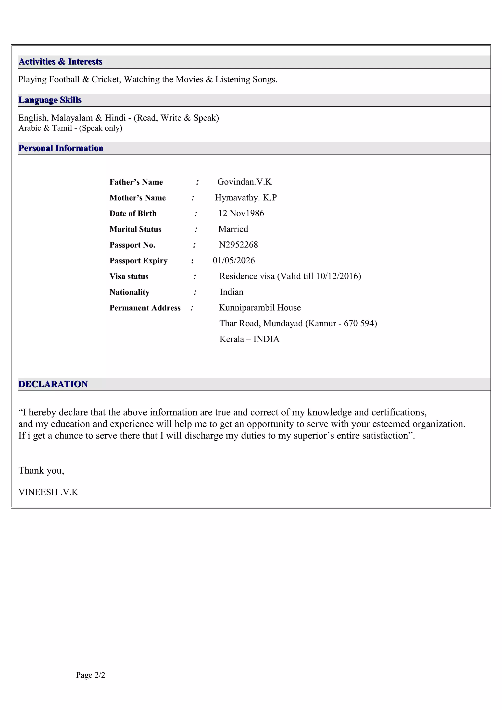 Vineesh CV XXX | DOC | Business Administration | Business