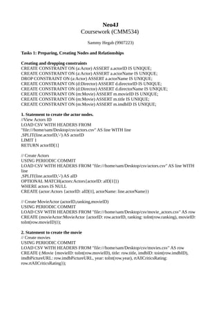 Neo4J Coursework - Sammy Hegab 22-04-2016 | PDF | Databases | Computer Software and Applications
