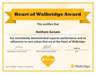 Haitham Sarsam Heart of Walbridge Award | PPT