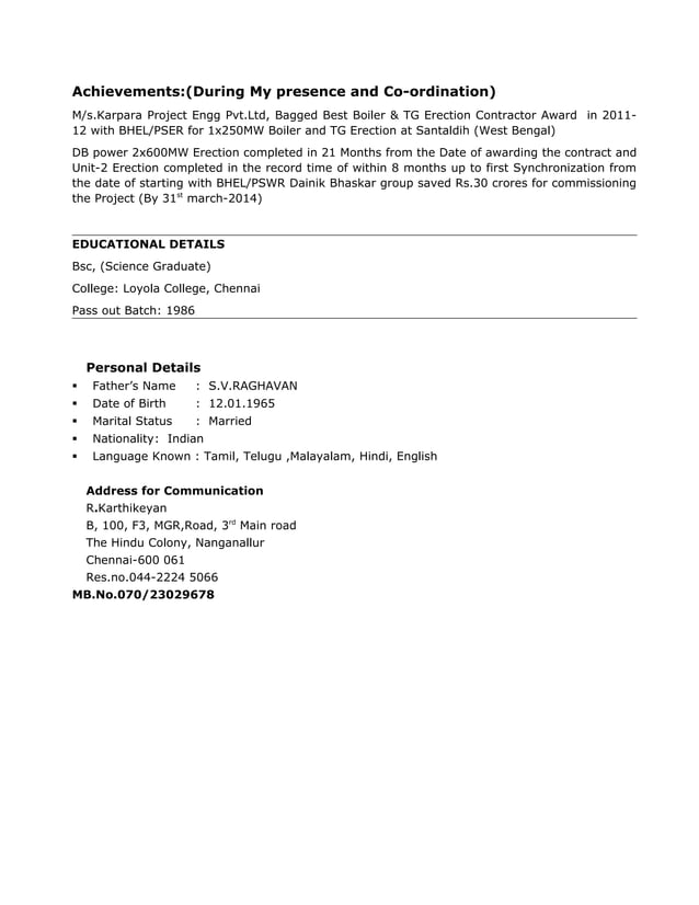 R.karthikeyan-CV | PDF