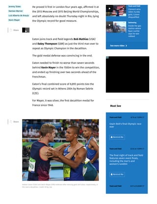 World's greatest athlete: Ashton Eaton golden again, ties Olympic ...